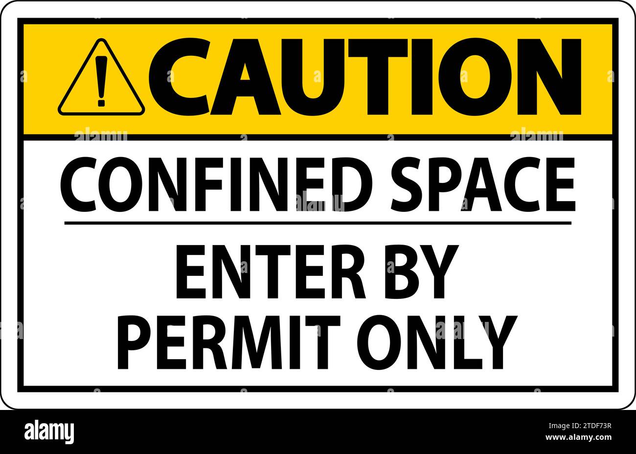 Caution Sign Confined Space - Enter By Permit Only Stock Vector Image ...