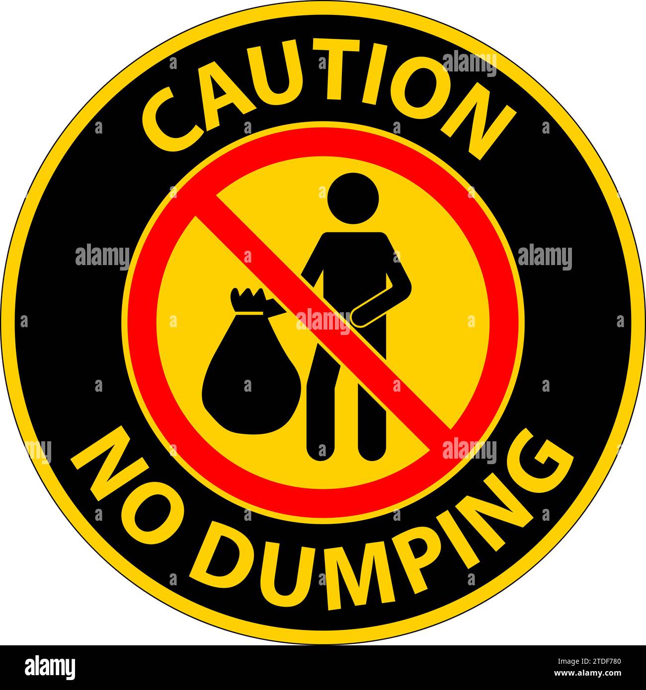 Caution No Dumping Sign Stock Vector Image & Art - Alamy