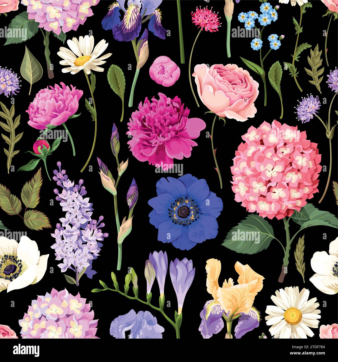 Bright spring bouquet seamless Stock Vector Images - Alamy