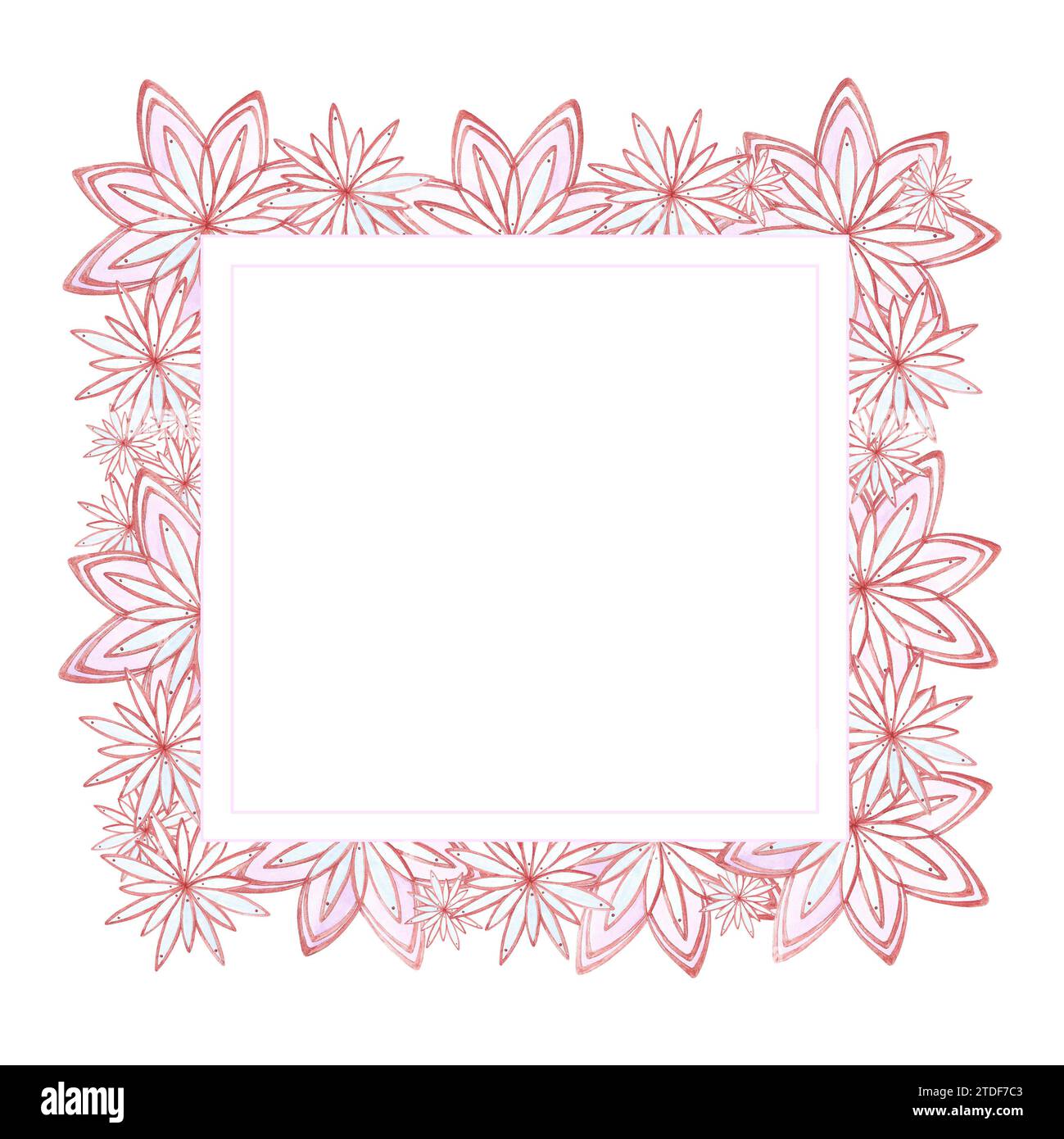 Hand drawn watercolor beautiful snow flakes frame border isolated on ...