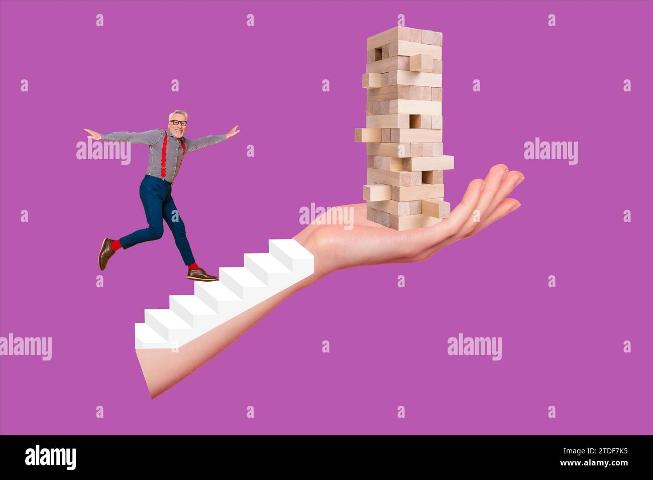 Illustration collage design picture of positive businessman working ...