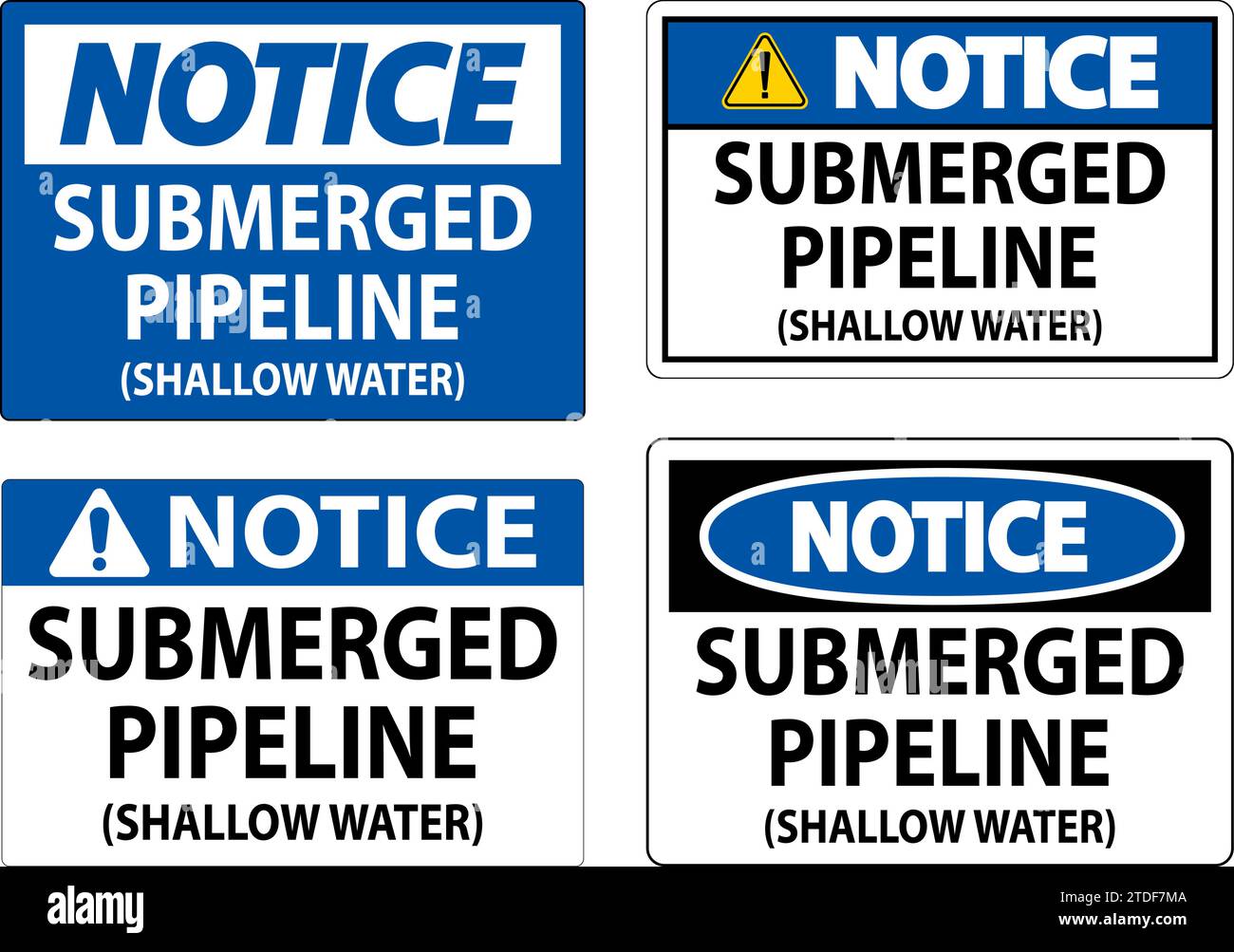 Notice Sign Submerged Pipeline (Shallow Water Stock Vector Image & Art ...