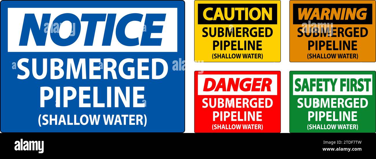 Danger Sign Submerged Pipeline (Shallow Water Stock Vector Image & Art ...