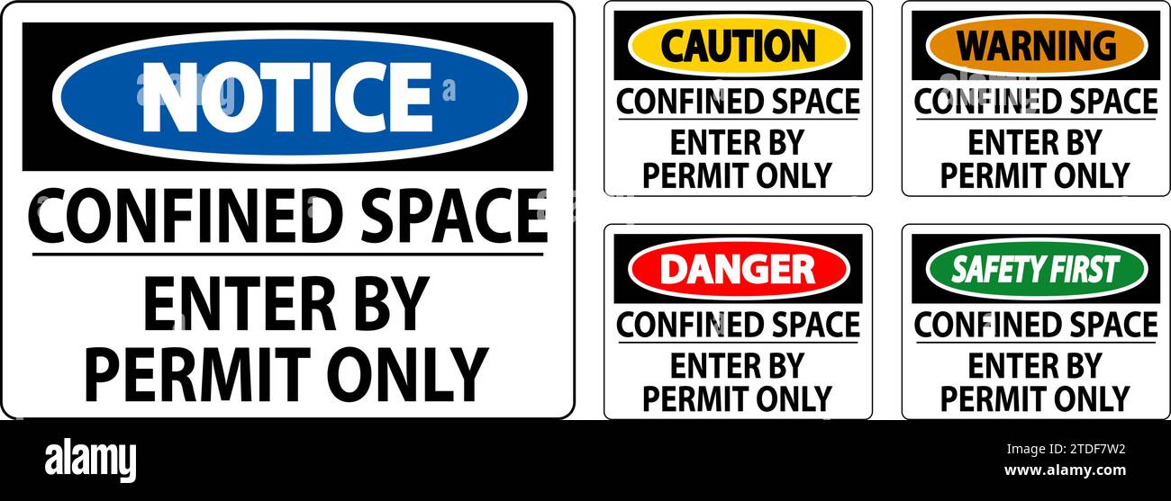 Danger Sign Confined Space - Enter By Permit Only Stock Vector Image ...