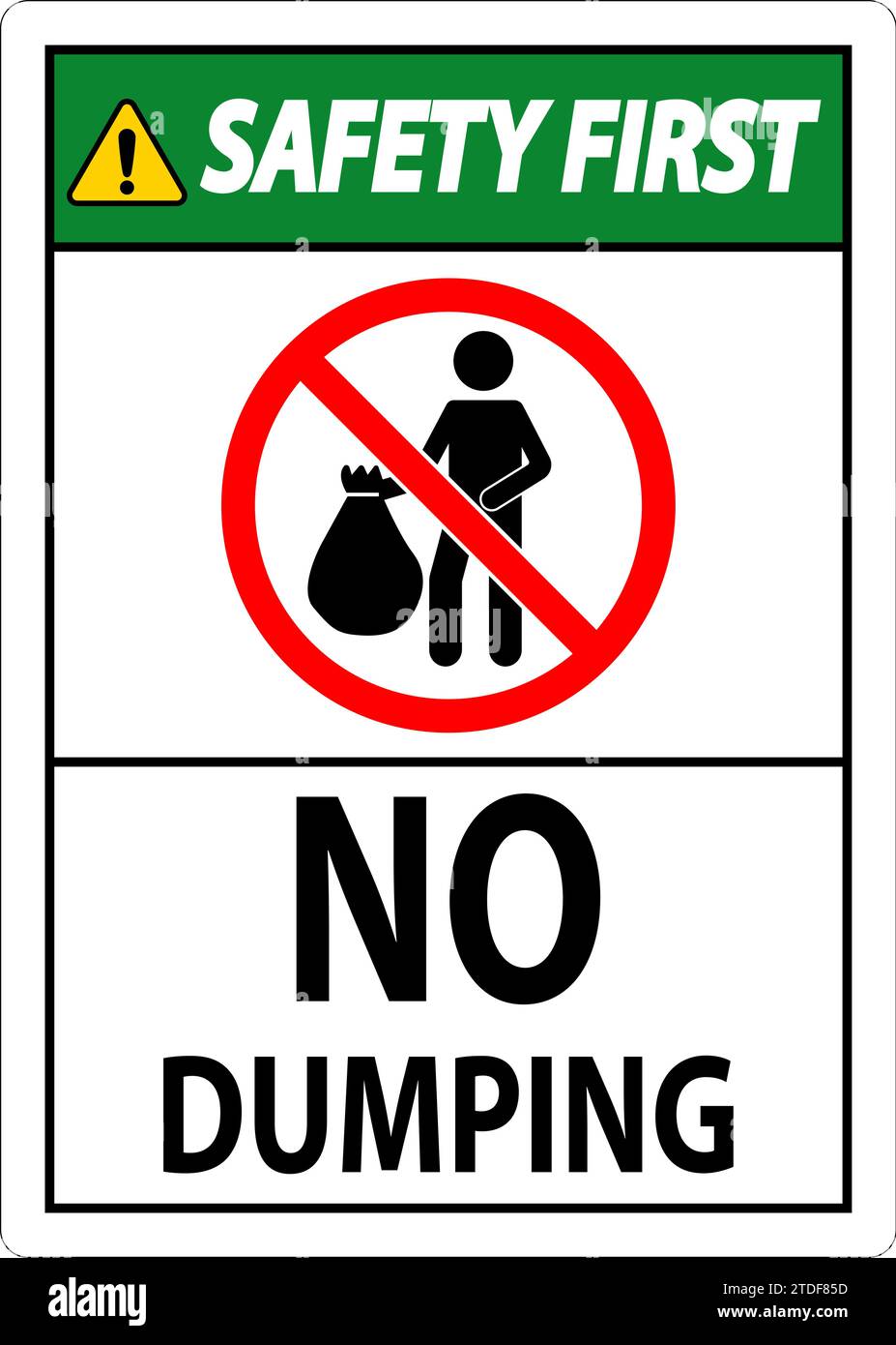 Safety First No Dumping Sign Stock Vector Image & Art - Alamy