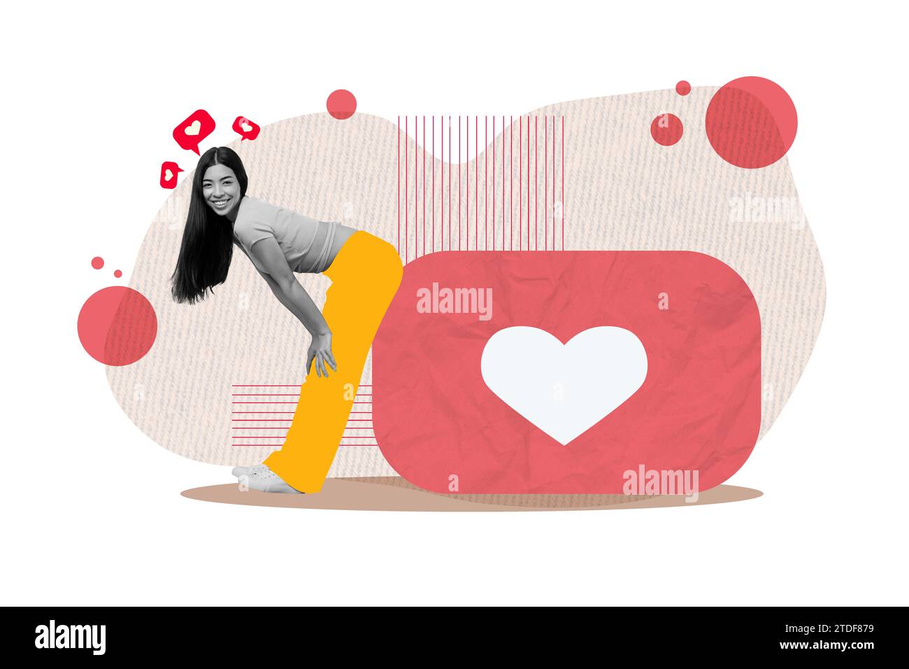 Picture collage creative poster lovely happy young woman like romantic ...