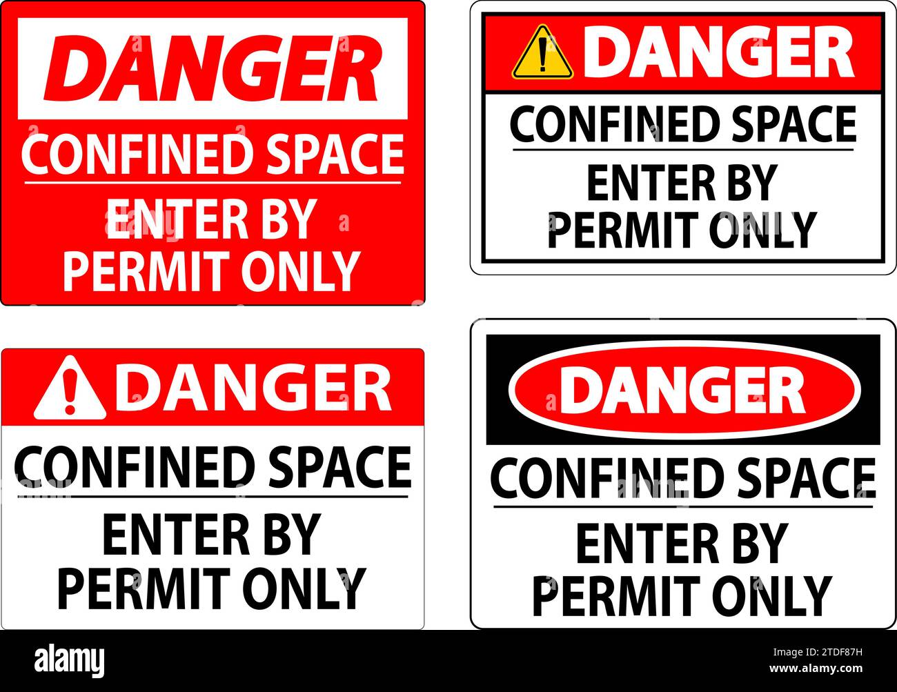 Danger Sign Confined Space - Enter By Permit Only Stock Vector Image ...