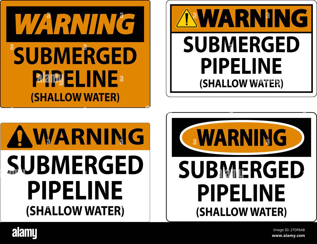 Warning Sign Submerged Pipeline (Shallow Water Stock Vector Image & Art ...