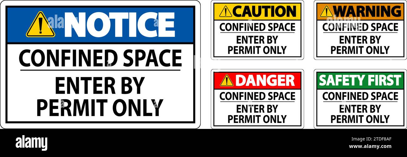 Danger Sign Confined Space - Enter By Permit Only Stock Vector Image ...
