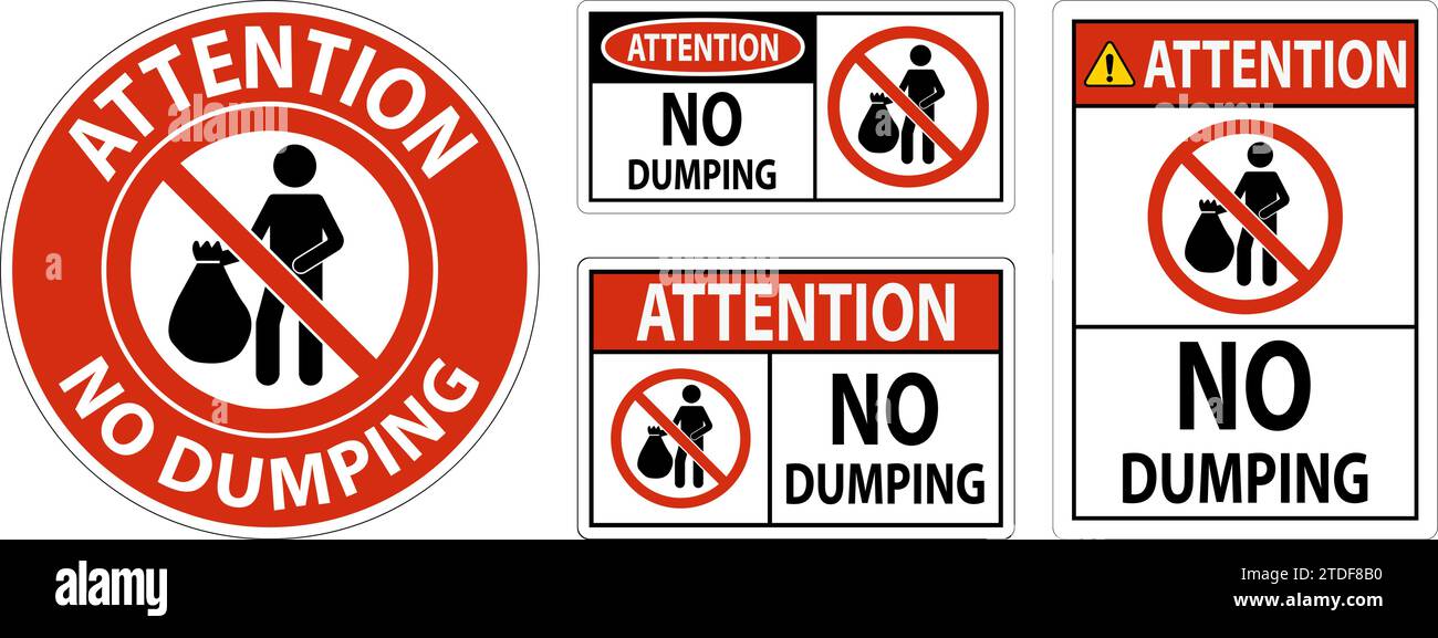 Attention No Dumping Sign Stock Vector Image & Art - Alamy