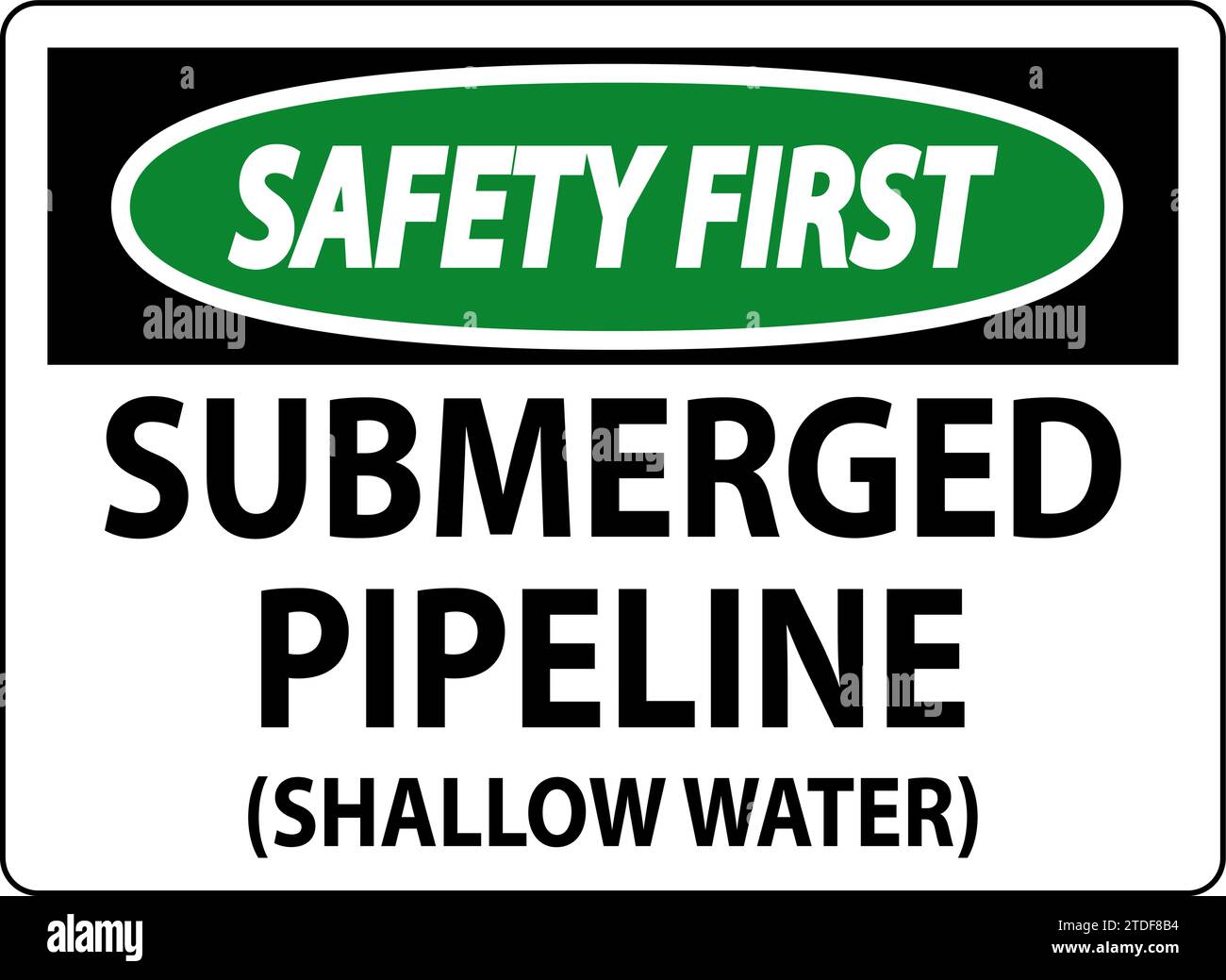 Safety First Sign Submerged Pipeline (Shallow Water Stock Vector Image ...