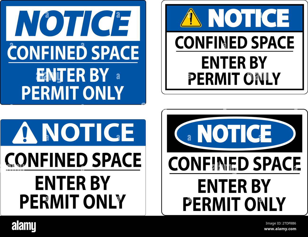 Notice Sign Confined Space - Enter By Permit Only Stock Vector Image ...