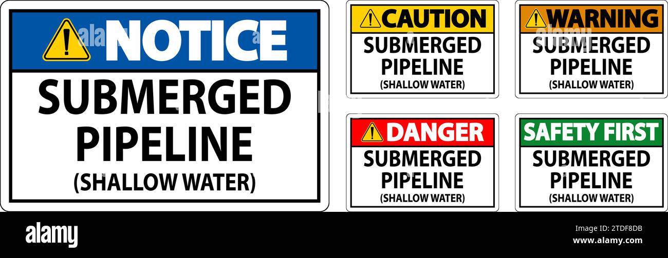 Danger Sign Submerged Pipeline (Shallow Water Stock Vector Image & Art ...