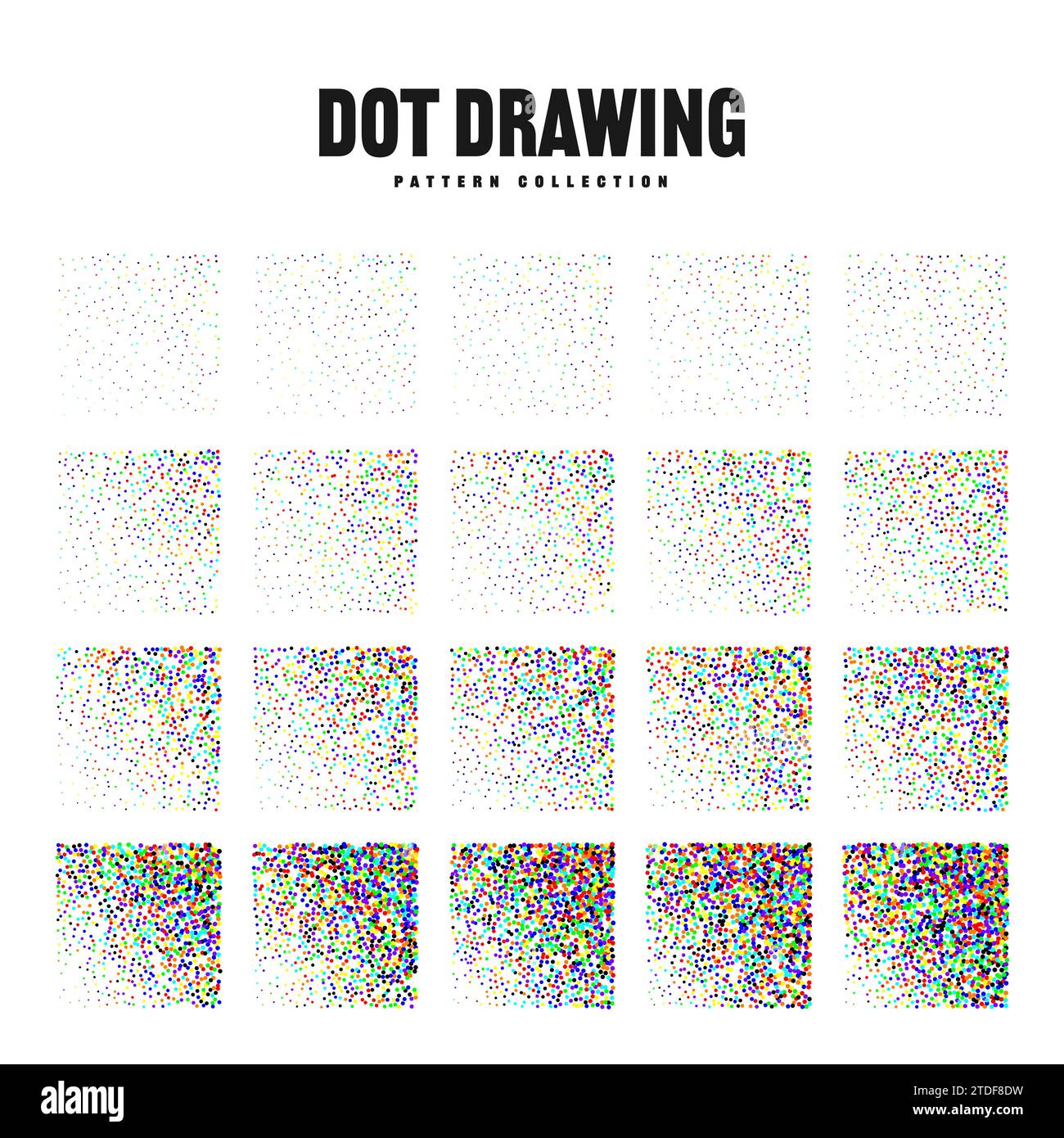 Square shaped dotted objects, vintage stipple elements. Stippling ...