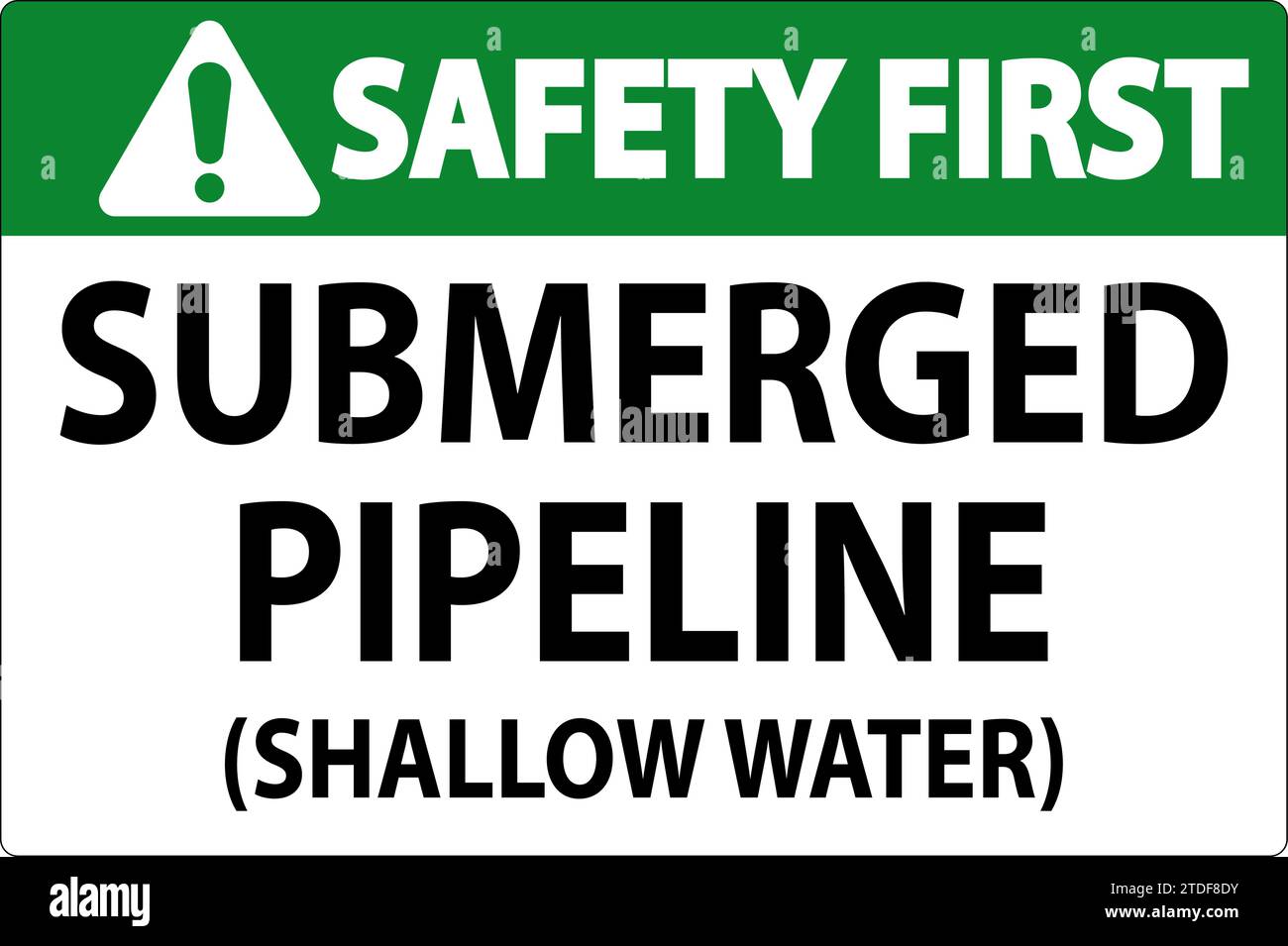 Safety First Sign Submerged Pipeline (Shallow Water Stock Vector Image ...