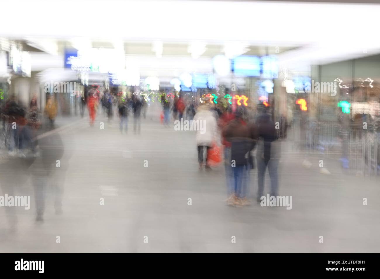 Long exposure of pedestrian walking along a shopping mall - intentional ...