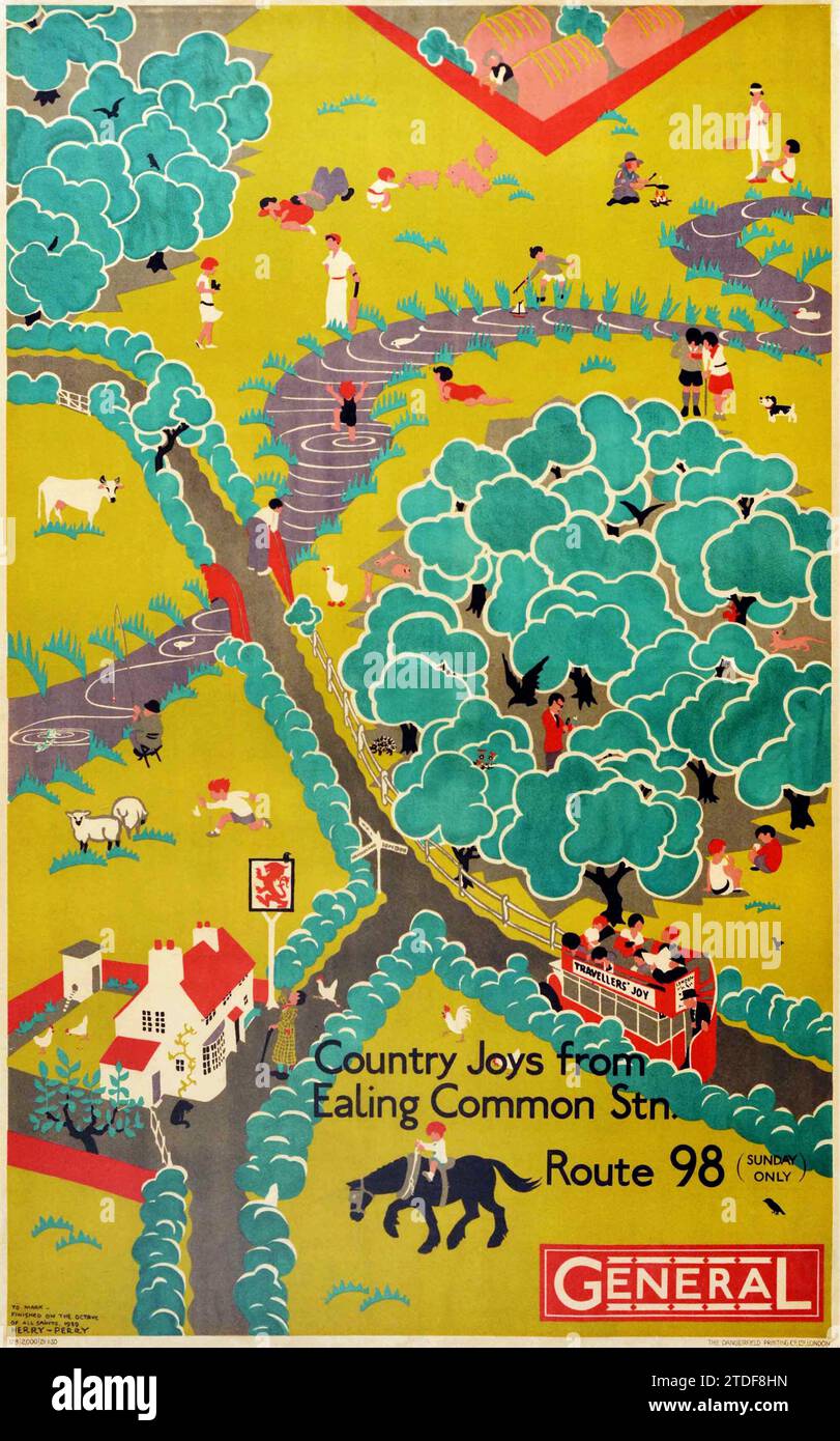 Vintage London Transport Poster - Country Joys Ealing Common General ...