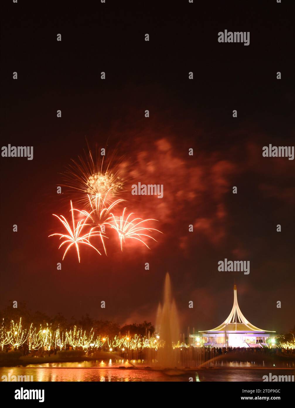 celebration fireworks and lighting at Suan Luang Rama 9 public park in ...