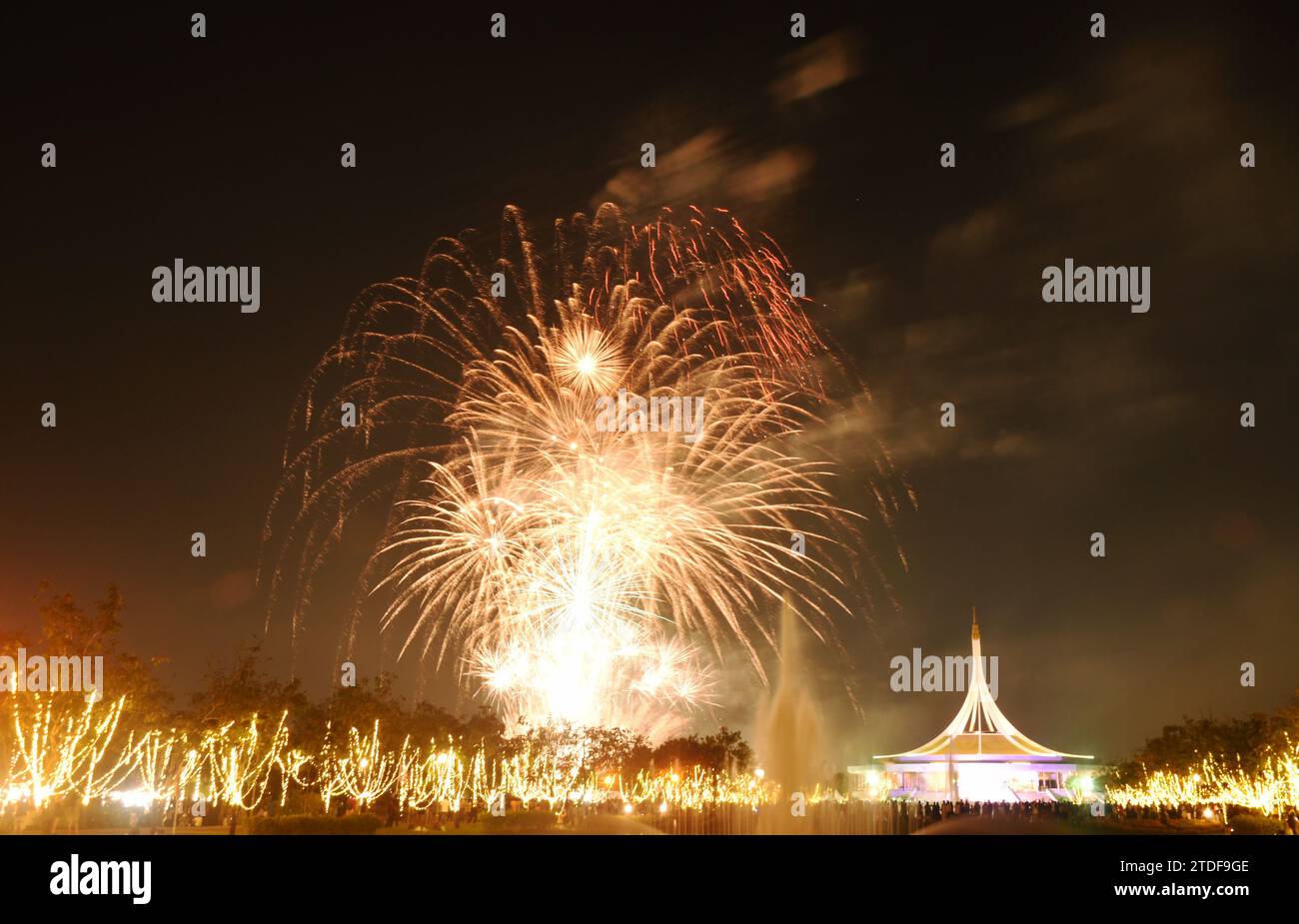 celebration fireworks and lighting at Suan Luang Rama 9 public park in ...