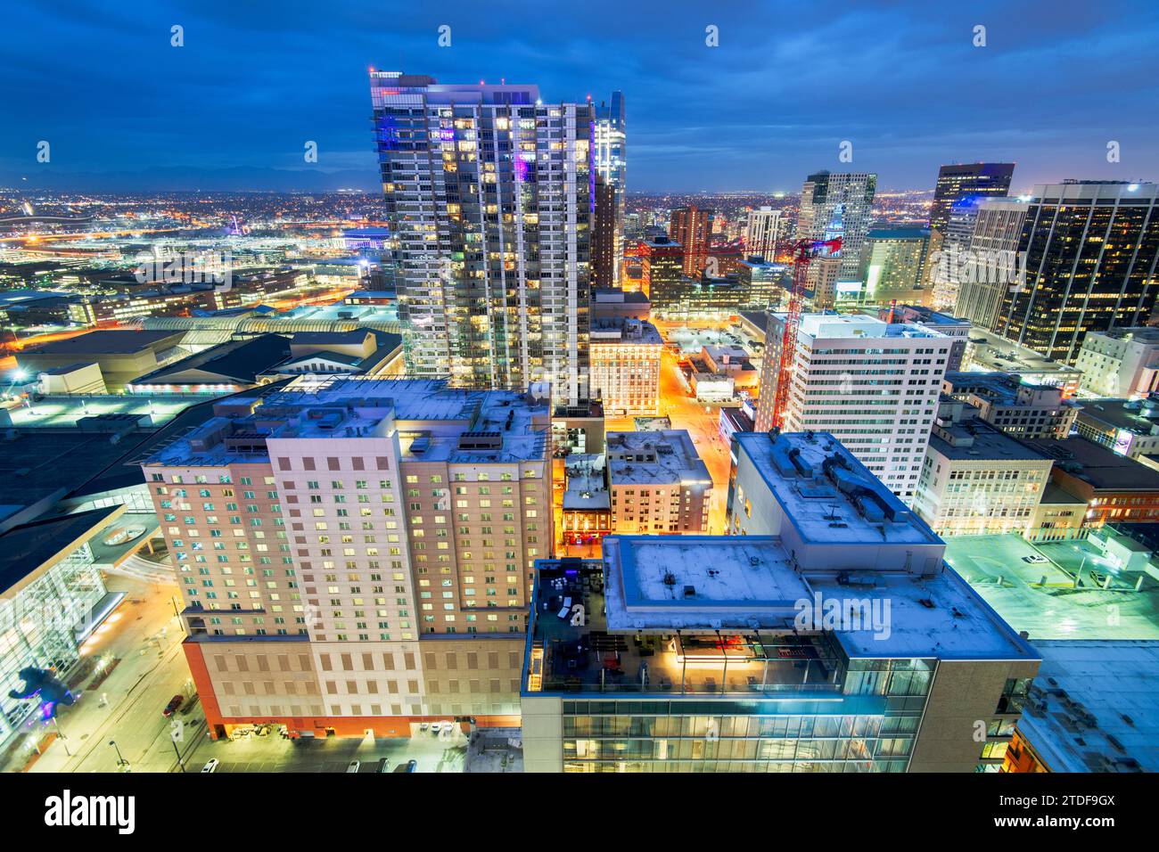 Denver, Colorado, USA cityscape within downtown at night Stock Photo ...