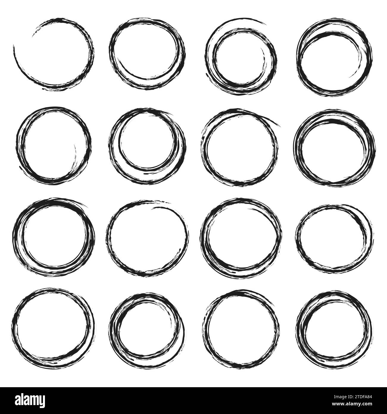 Set of hand drawn oval frames, felt tip or texture brush geometric ...