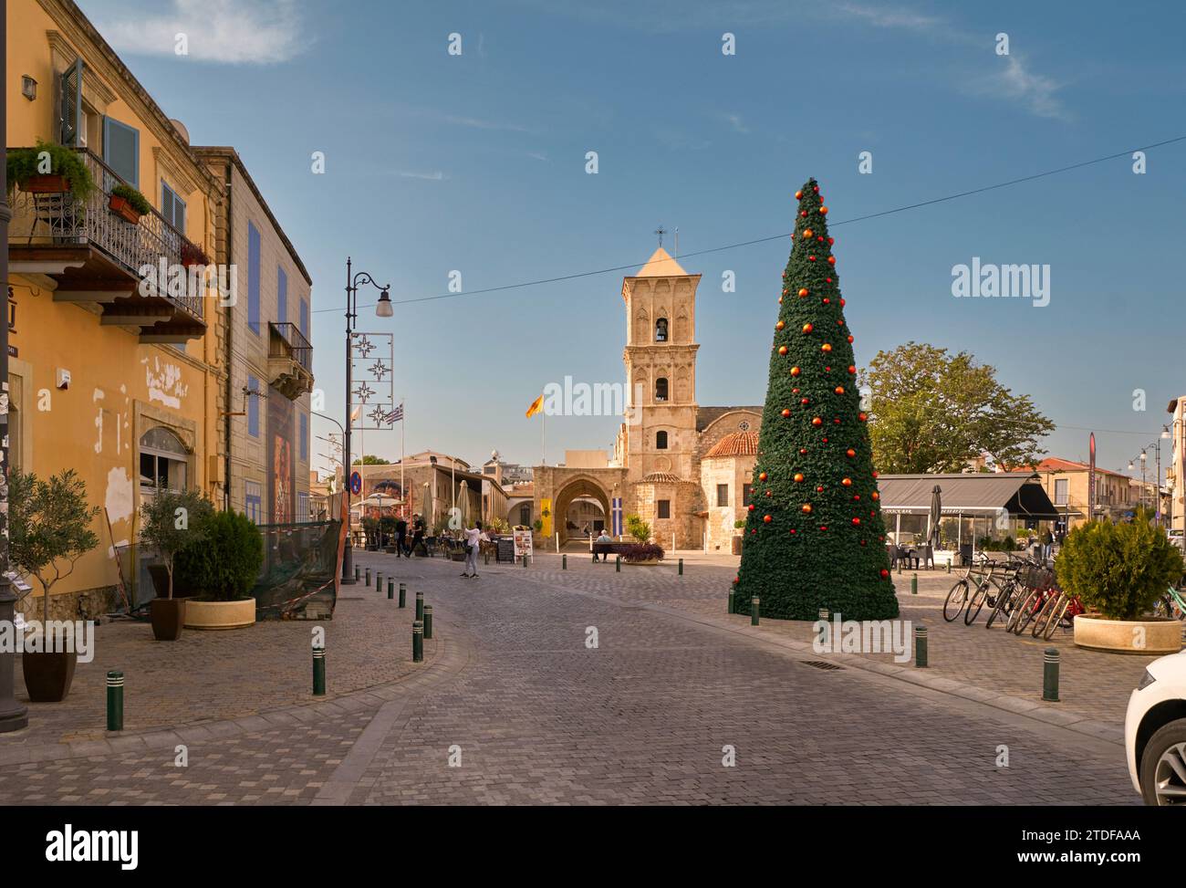 Christmas and New Year tree at the streets of Larnaka, Cyprus Stock ...