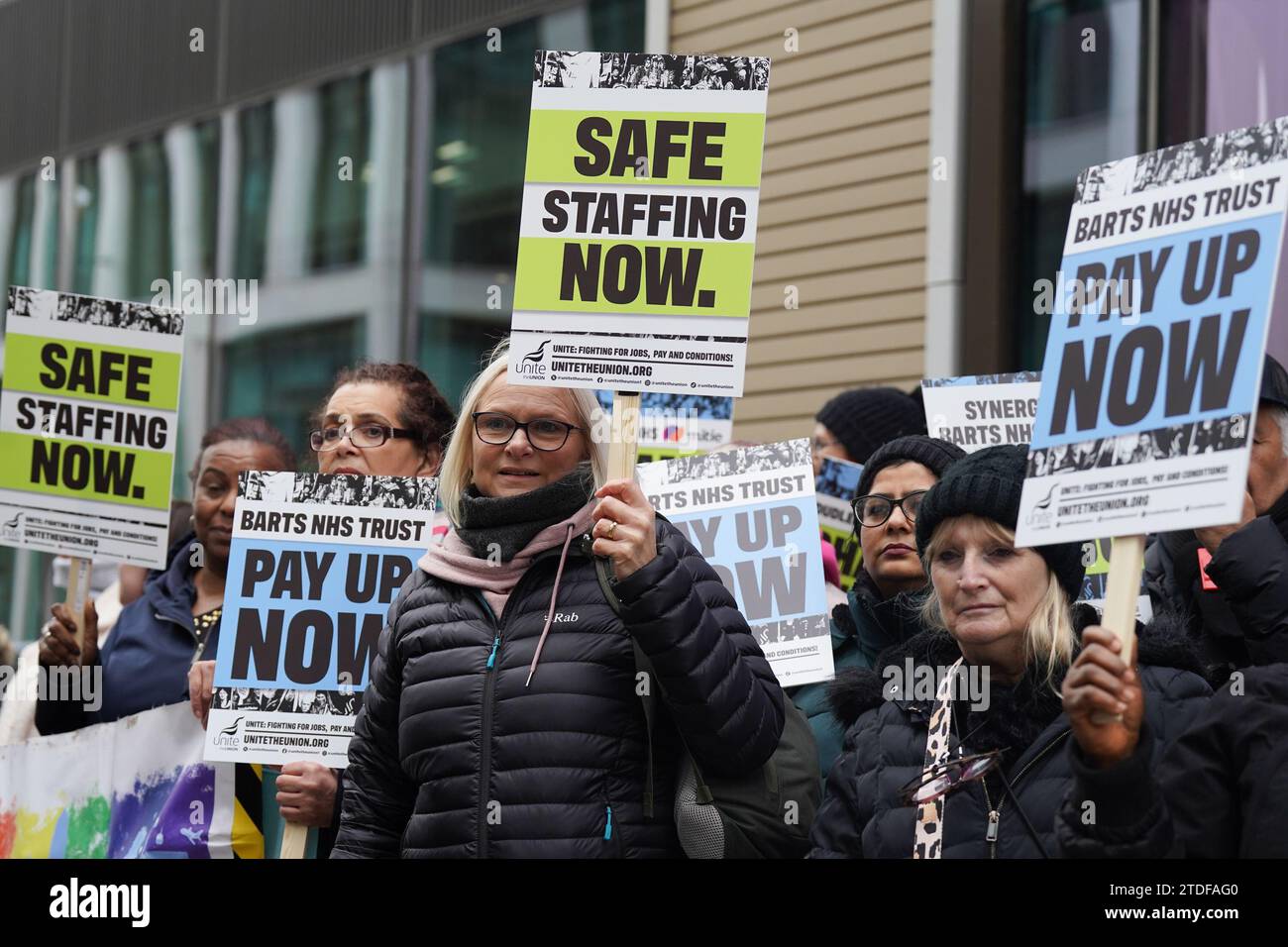 Representatives from Unite the union protest outside the Department of ...