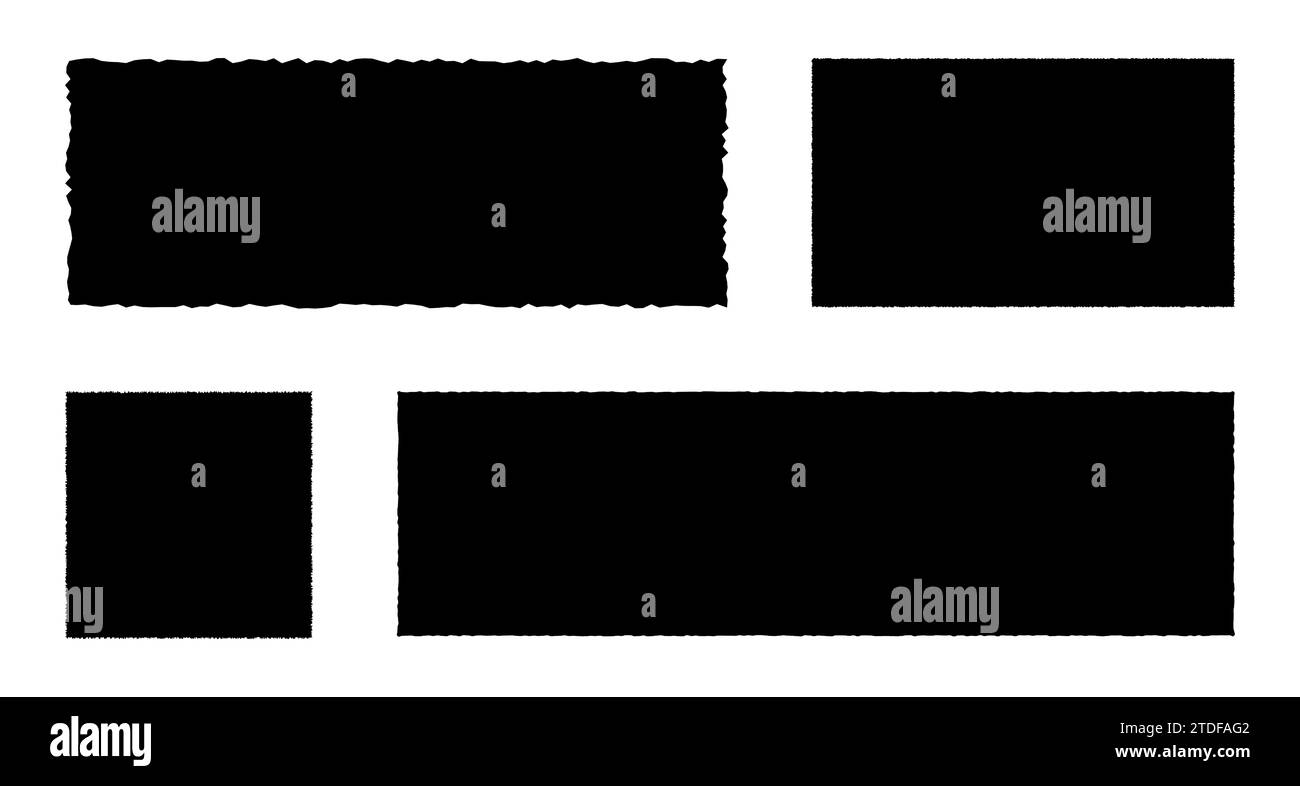 Jagged shapes, ripped paper set. Torn rectangle frames with jagged edges, textured grunge ...