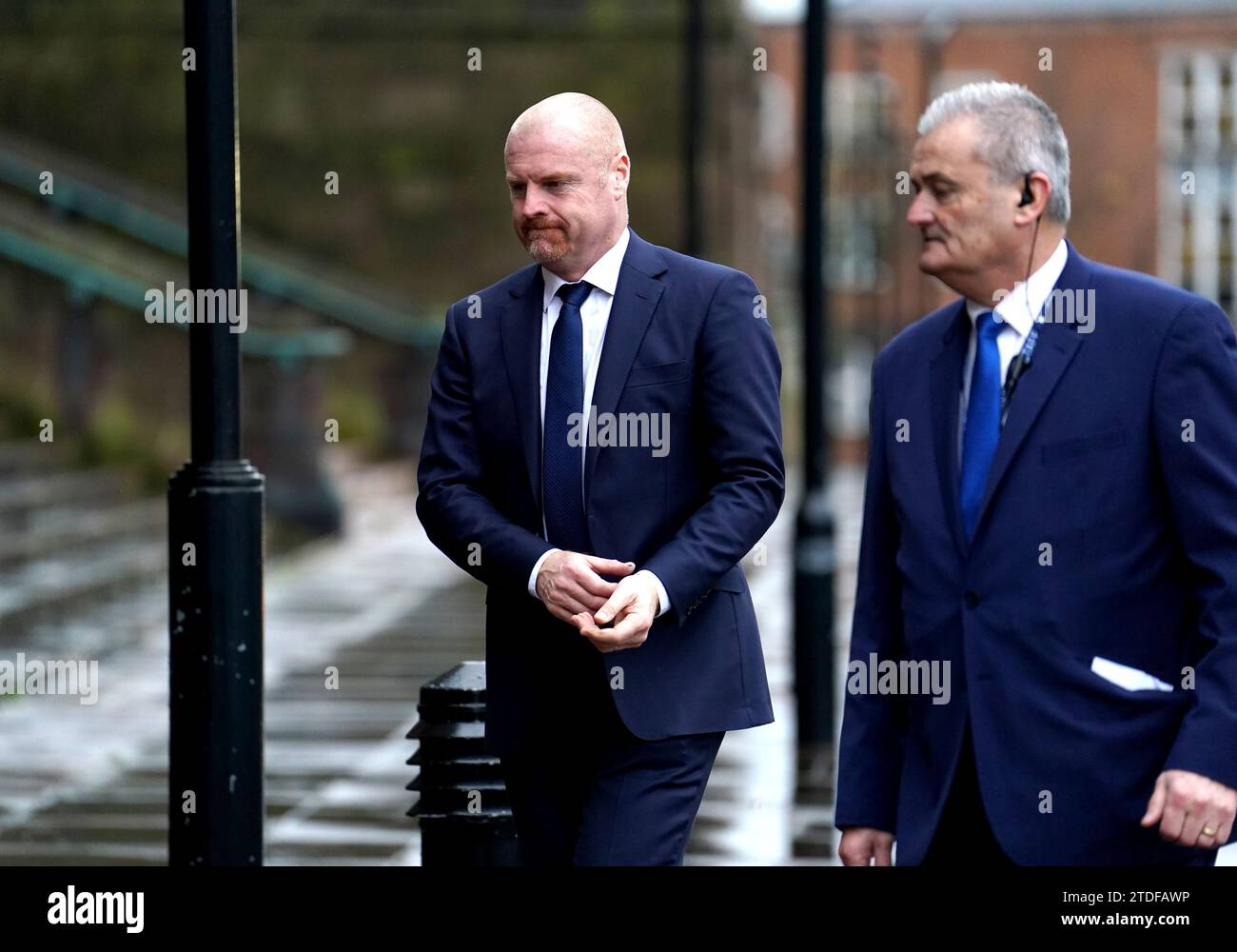Everton manager Sean Dyche (left) arrives ahead of a memorial service ...