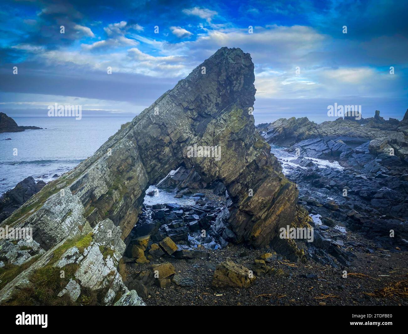 needles eye tarlair macduff aberdeenshire scotland Stock Photo - Alamy