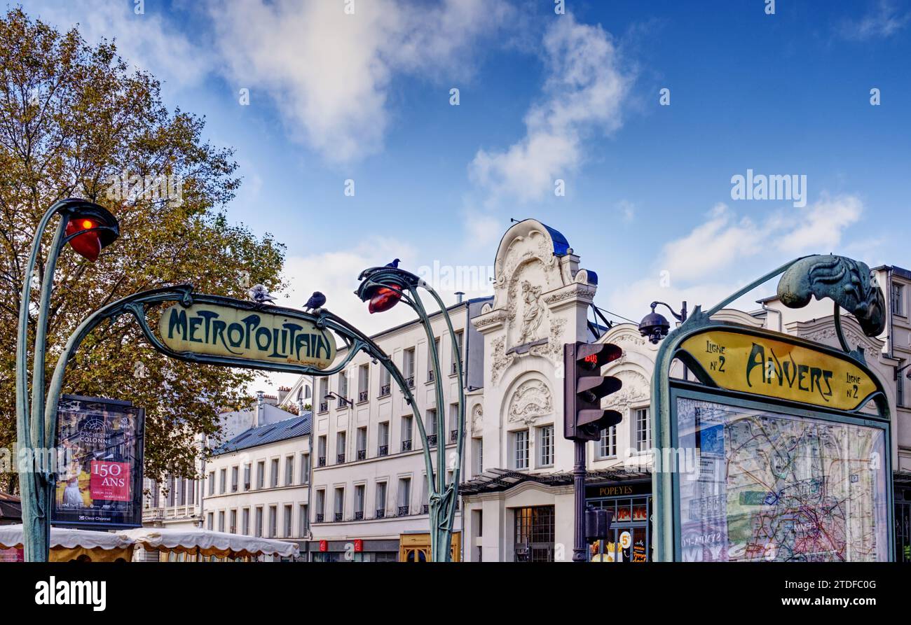 Montmartre, Paris, France - Iconic art nouveau Paris Metro ...