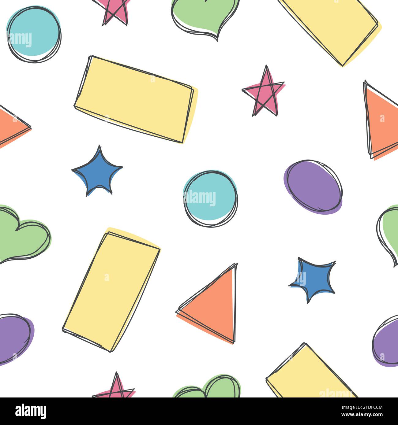 Seamless pattern of Geometric shapes in cute childish style. Different ...