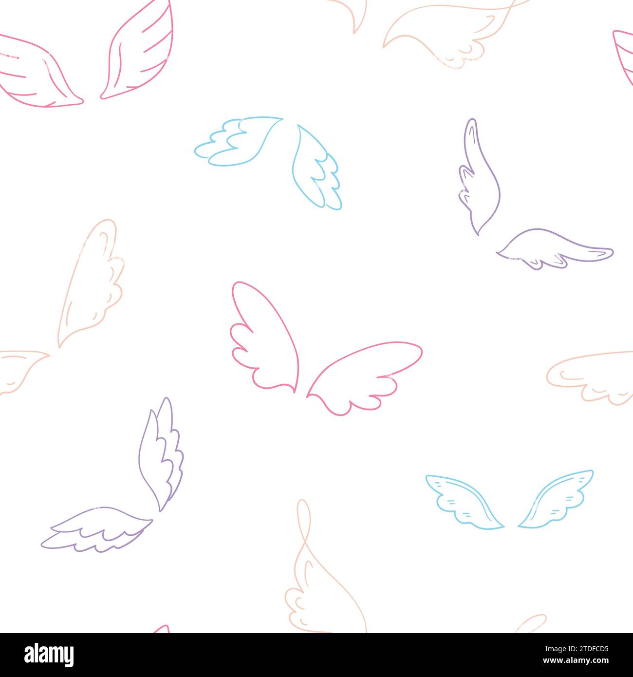 Seamless pattern of hand drawn wings in different shapes. Doodle wings ...
