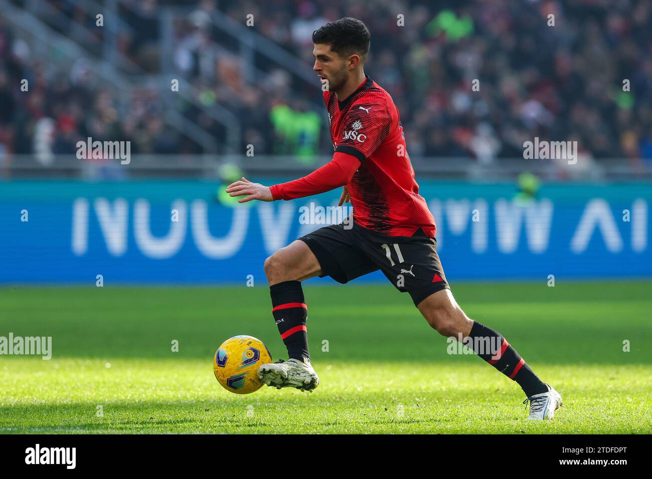 Christian Pulisic of AC Milan seen in action during Serie A 2023/24 ...