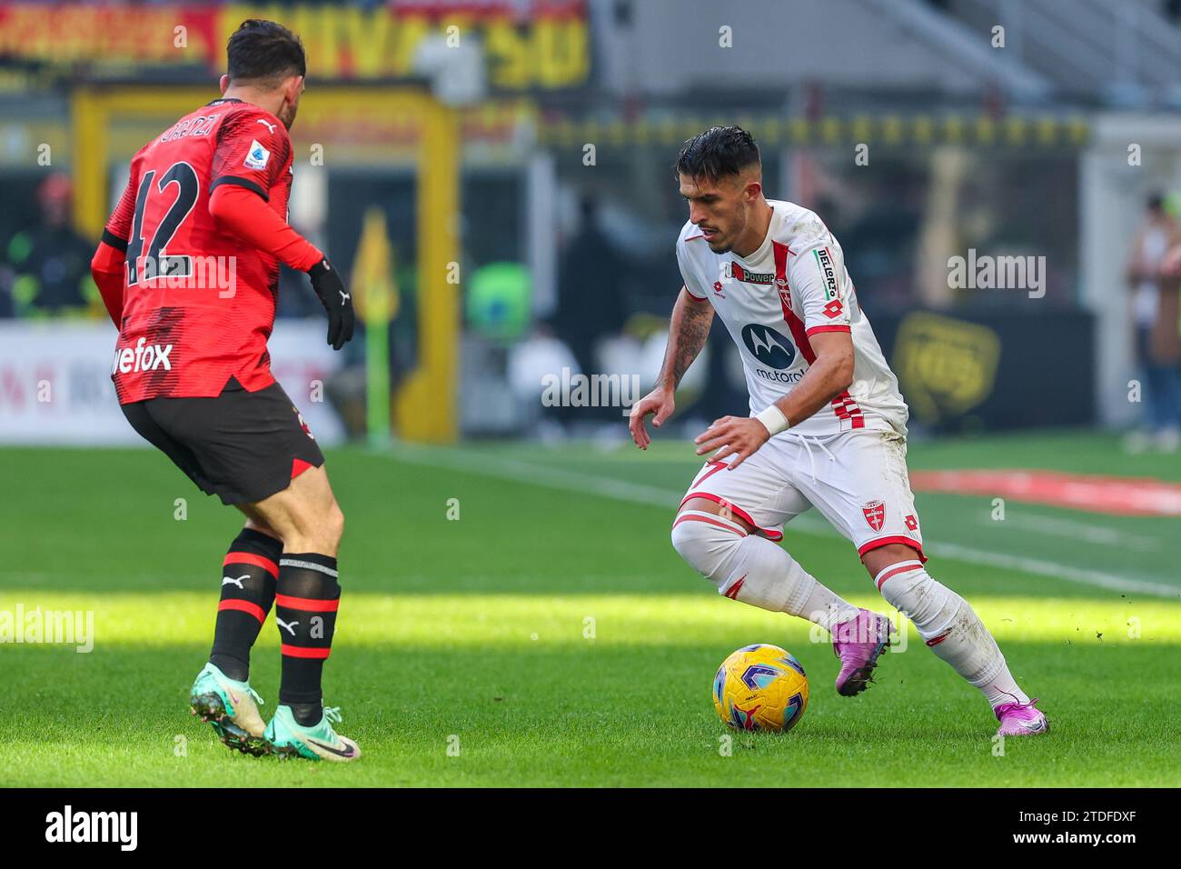 Dany Mota of AC Monza (R) competes for the ball with Alessandro ...