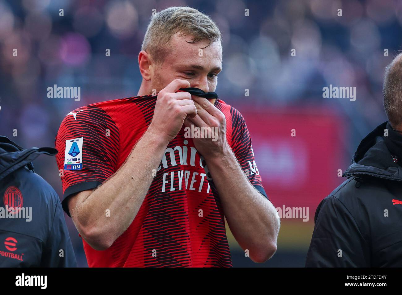 Tommaso Pobega of AC Milan reacts during Serie A 2023/24 football match ...