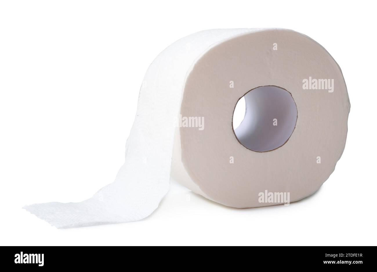 Single roll of white tissue paper or napkin prepared for use in toilet ...