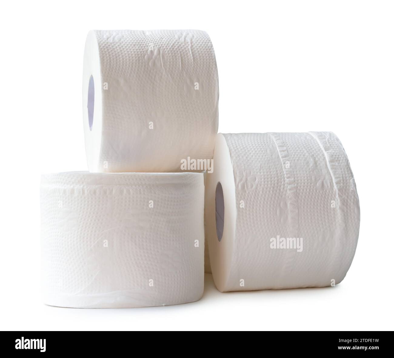 three rolls of white tissue paper or napkin in stack are prepared for ...