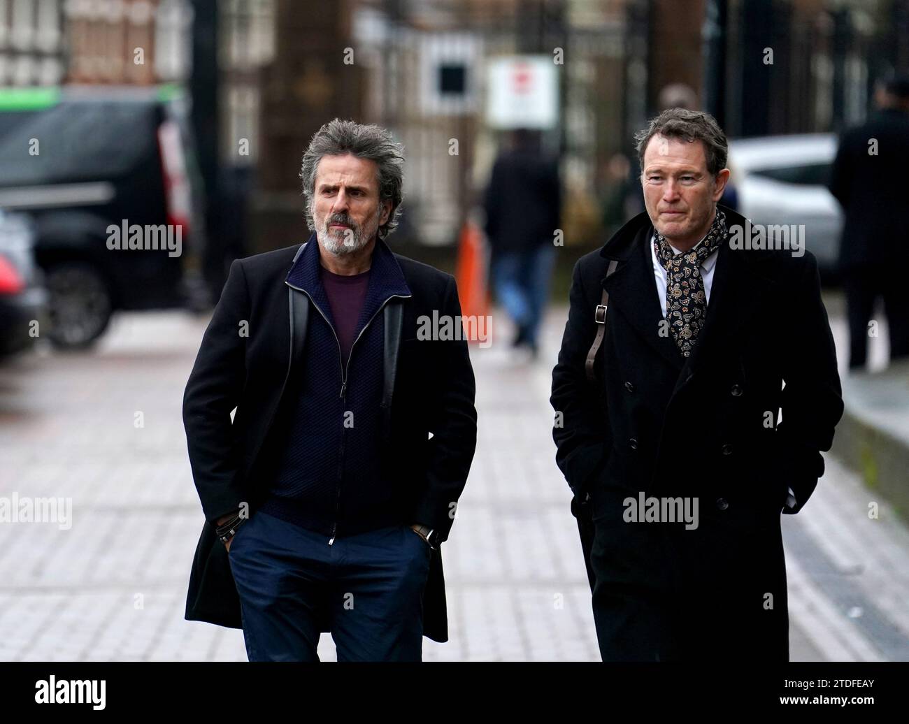Con O'Neill (left) and Nick Moran arrive ahead of a memorial service at ...
