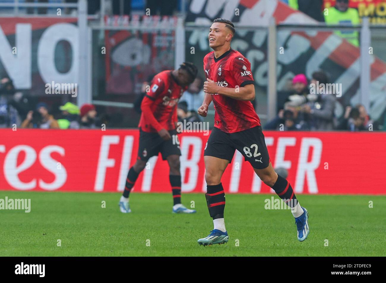 Milan, Italy. 17th Dec, 2023. Jan-Carlo Simic of AC Milan celebrates ...