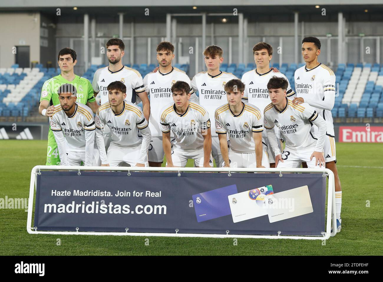 Madrid, Spain. 16th Dec, 2023. Real Madrid Castilla team group line-up ...