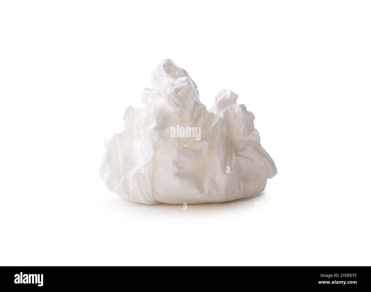 Single screwed or crumpled tissue paper or napkin in strange shape ...