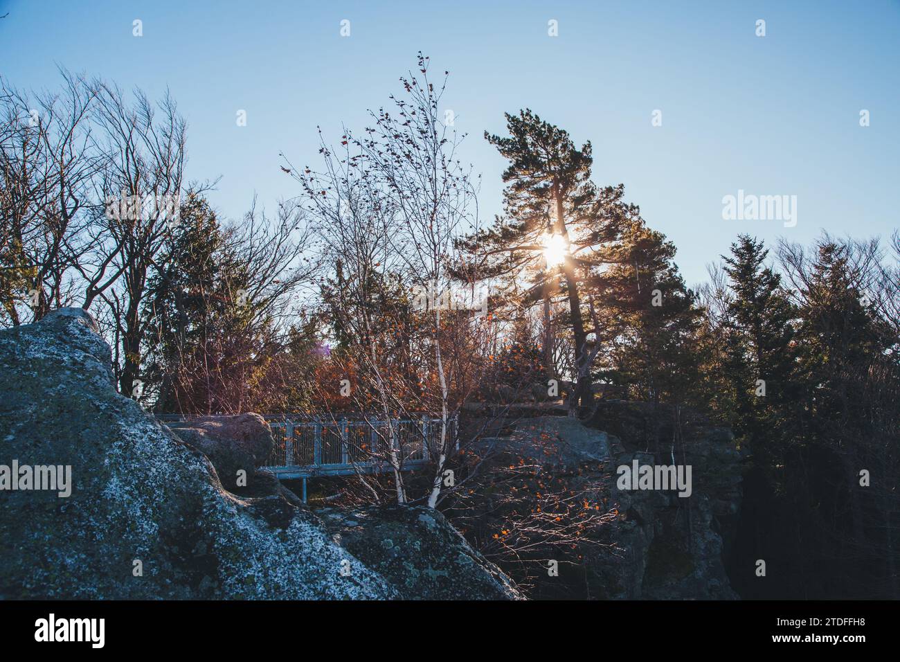 Hike to the Mandelstein, a mountain in the Waldviertel, Austria Stock ...