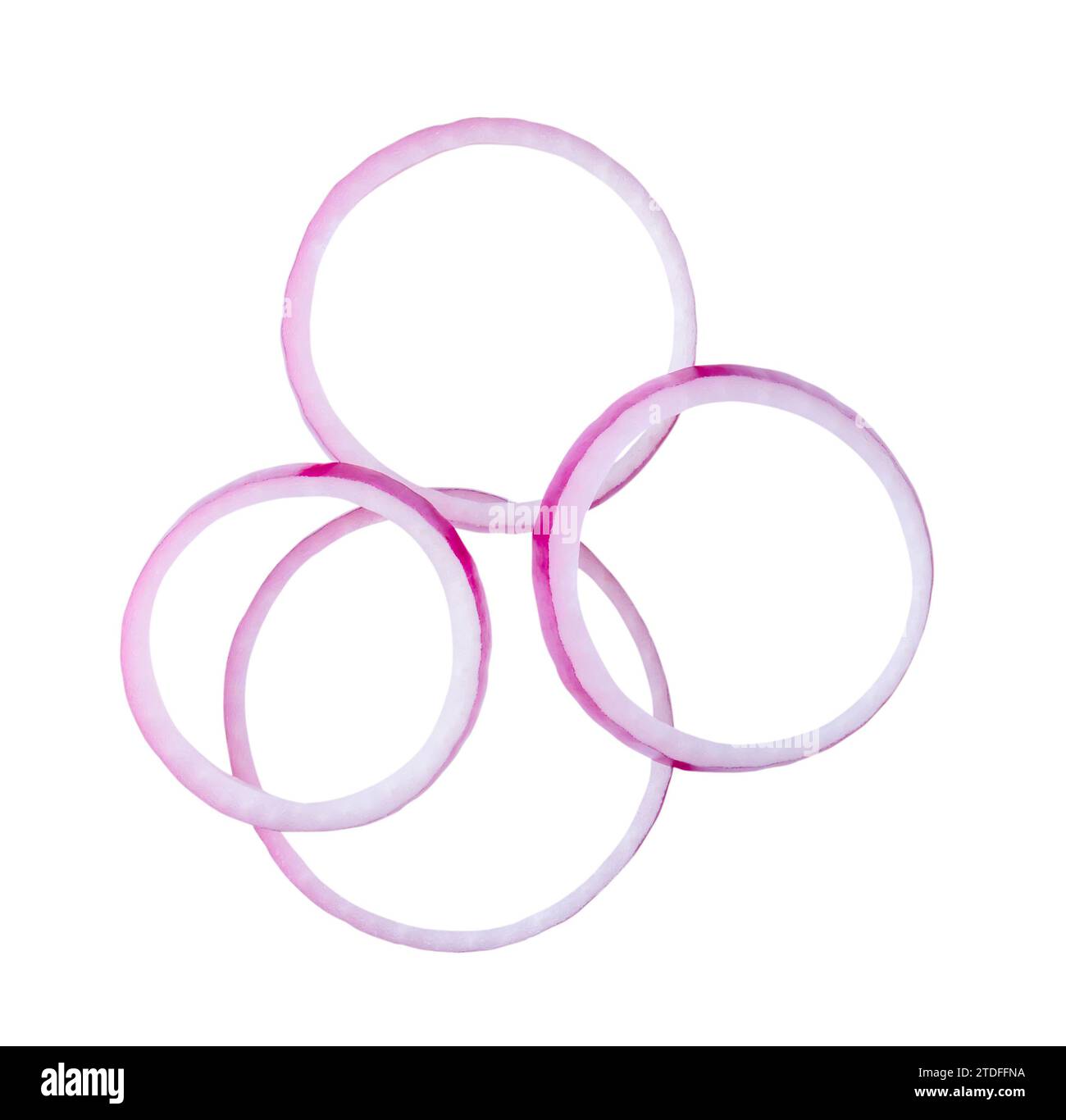 Red onion slices in stack are isolated on white background with ...