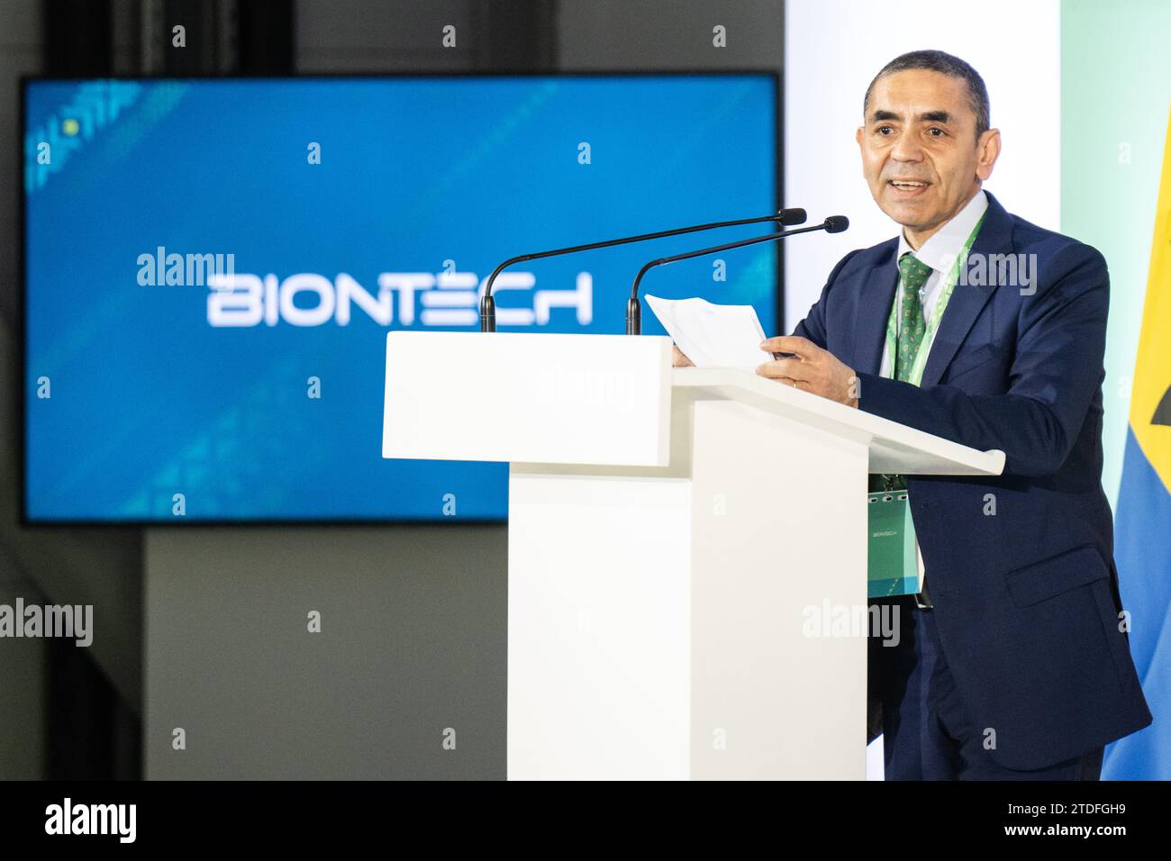 Kigali, Rwanda. 18th Dec, 2023. Ugur Sahin, CEO of Biontech, speaks at ...