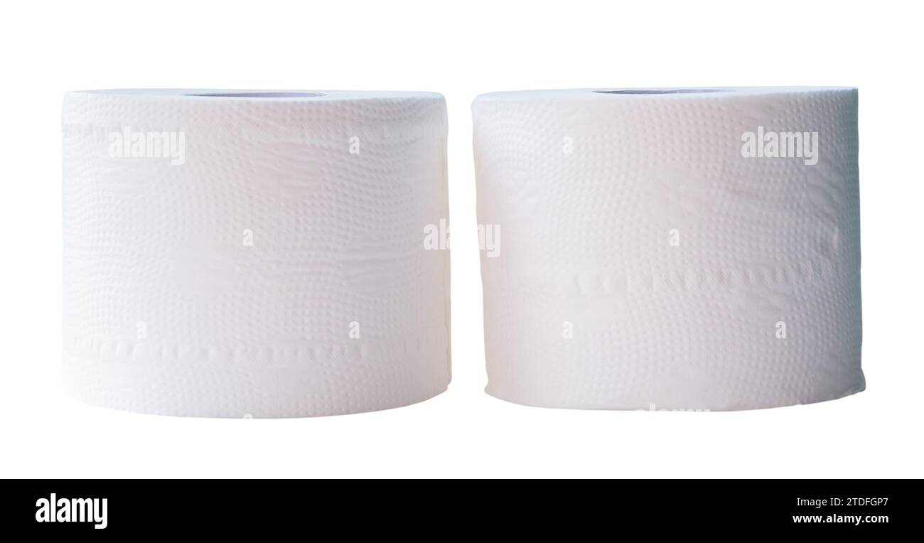 Two white tissue rolls in set are isolated on white background with ...