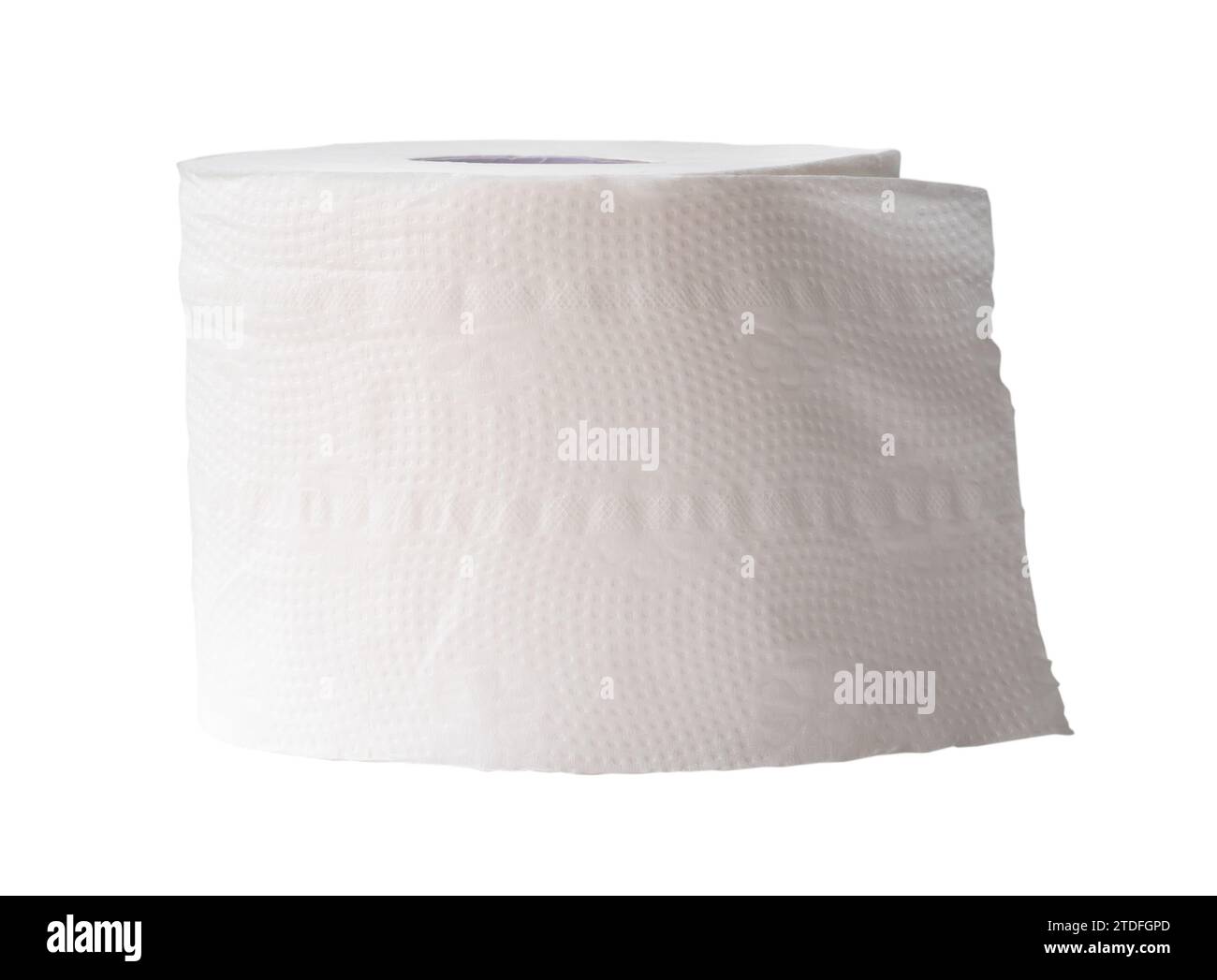 Single roll of white tissue paper or napkin prepared for use in toilet ...