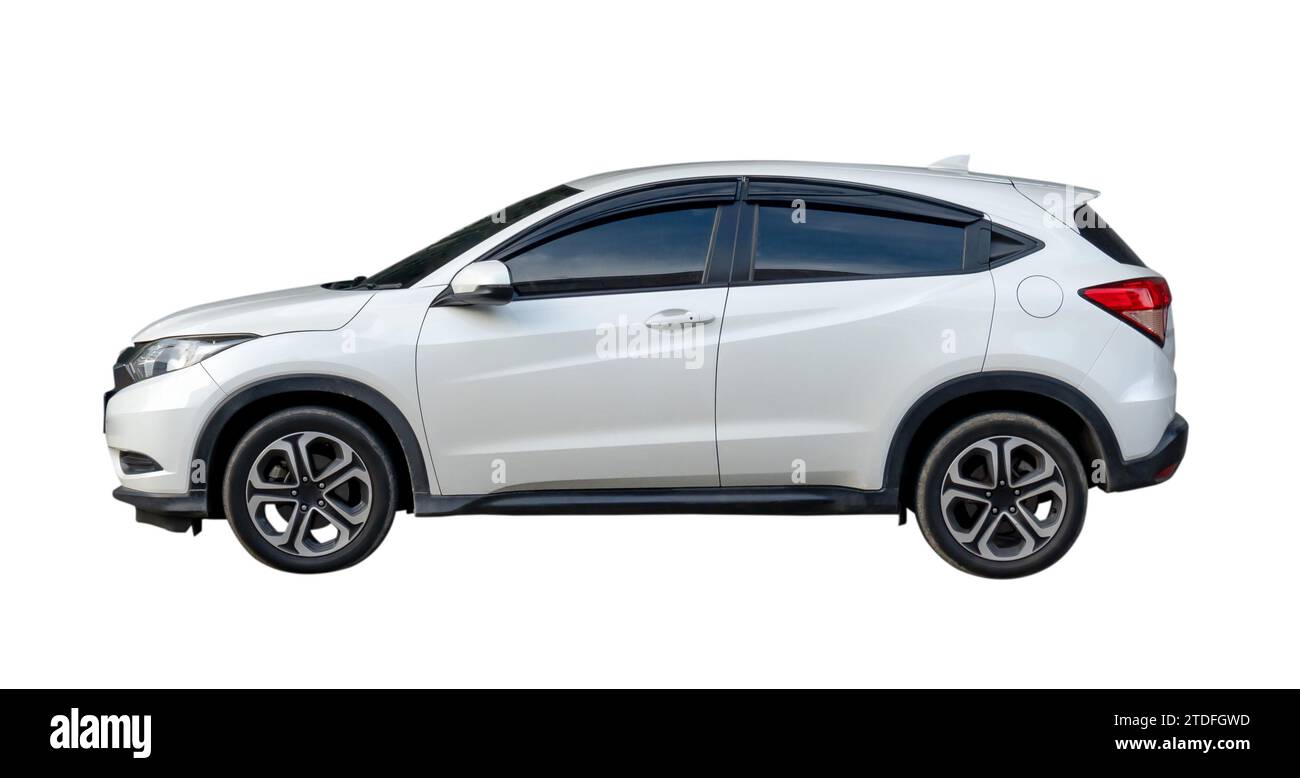 white luxurious hatchback car is isolated on white background with ...