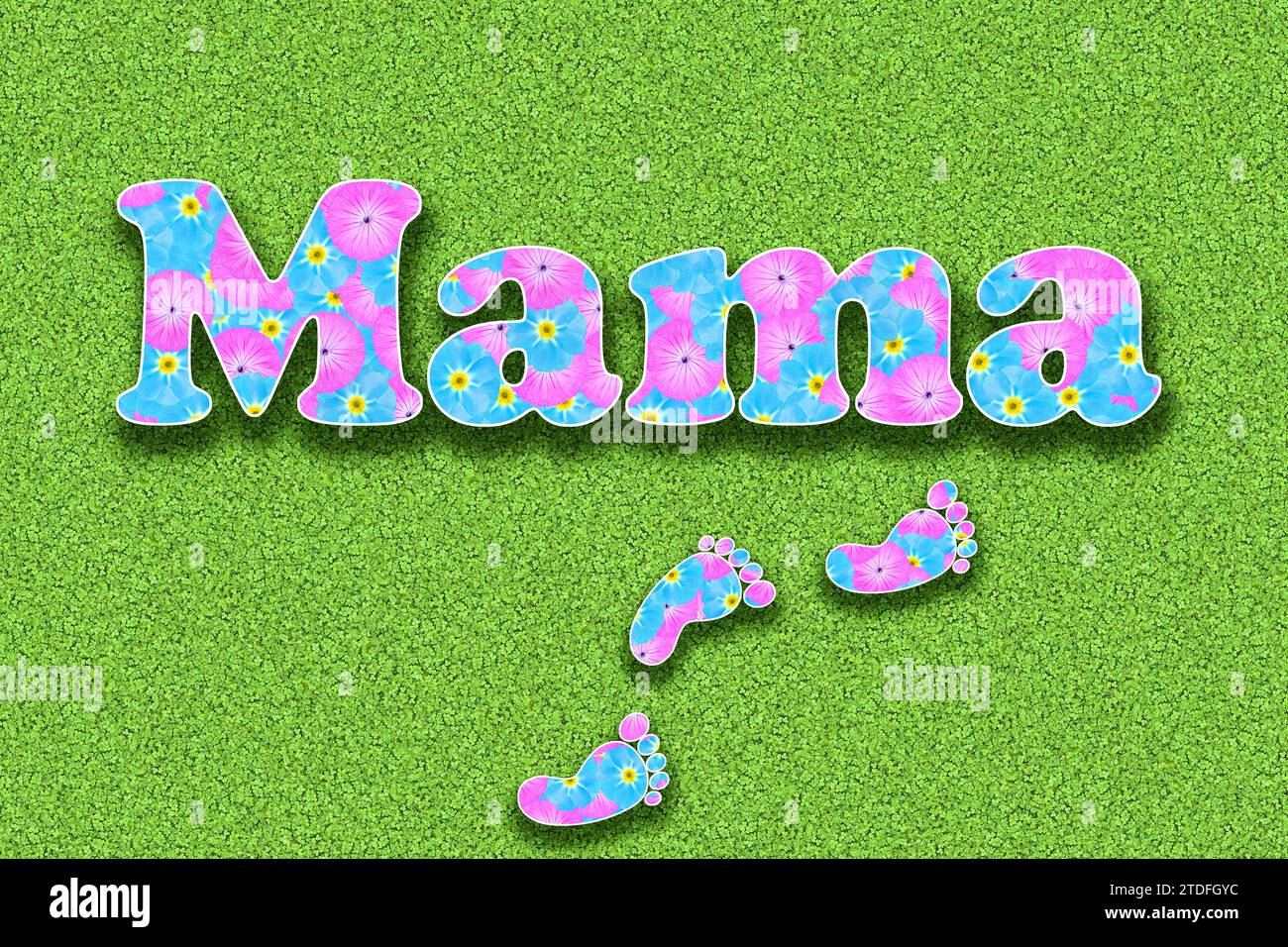 The German word Mama for mommy, written with flowers and small ...