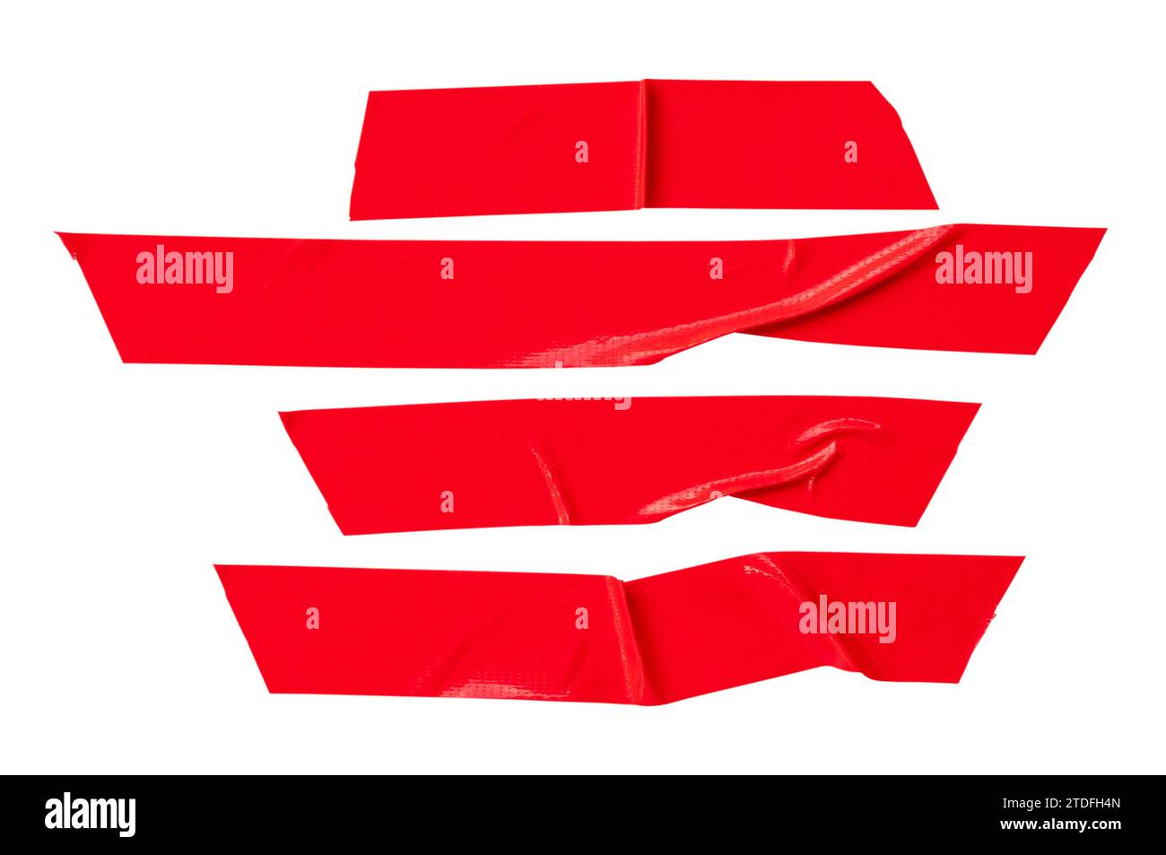 Set of red scotch tape or adhesive vinyl tape in stripe is isolated on ...